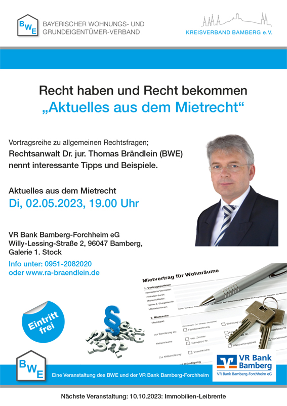Vortrag "Aktuelles aus dem Mietrecht" am 02. Mai 2023 ...